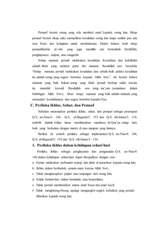 Hidup jadi lebih damai dengan ikhlas, sabar, dan pemaaf | DOCX