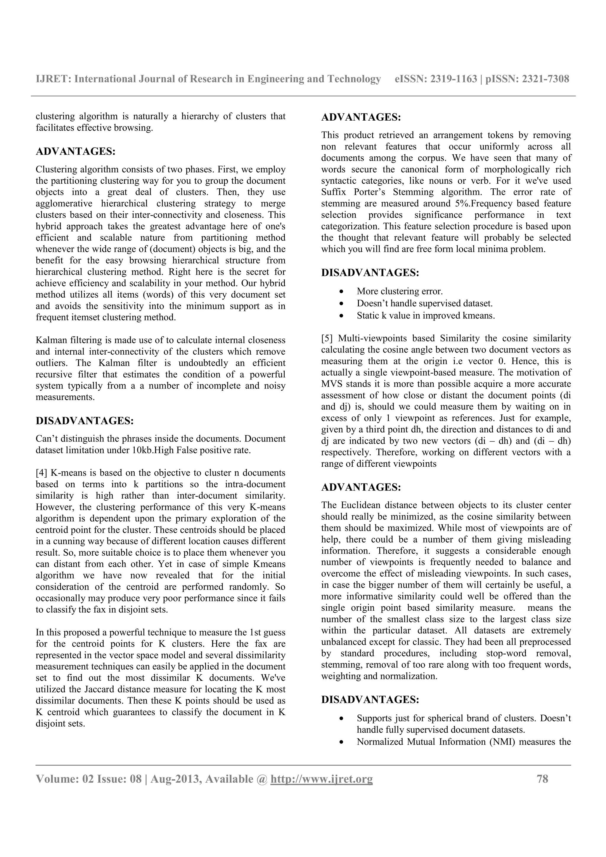 Hierarchal clustering and similarity measures along | PDF