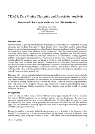 Hierarchical clustering of multi class data (the zoo dataset) | PDF | Physics | Science