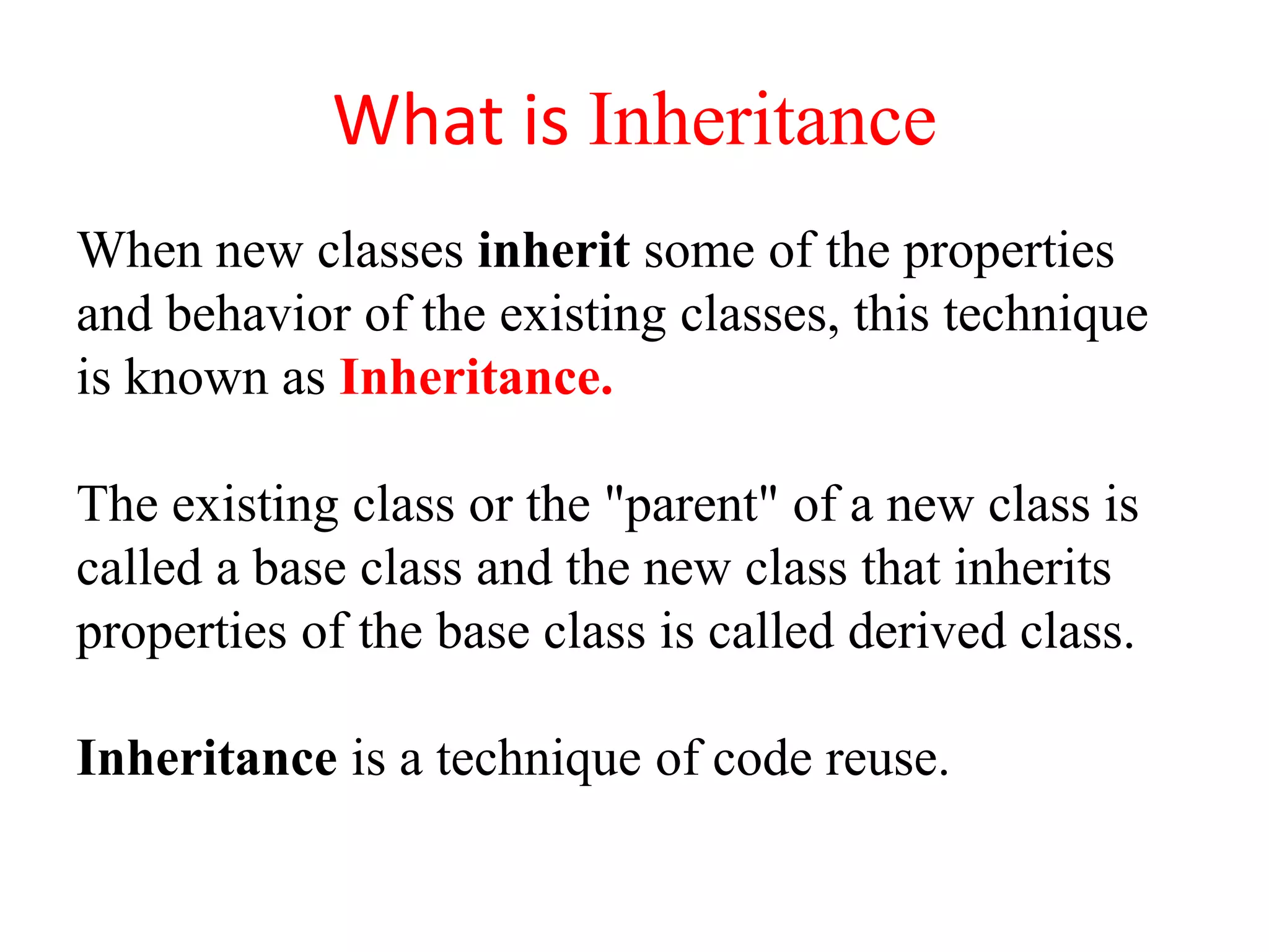Hierarchical inheritance | PPTX | Programming Languages | Computing