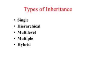 Hierarchical inheritance | PPTX | Programming Languages | Computing