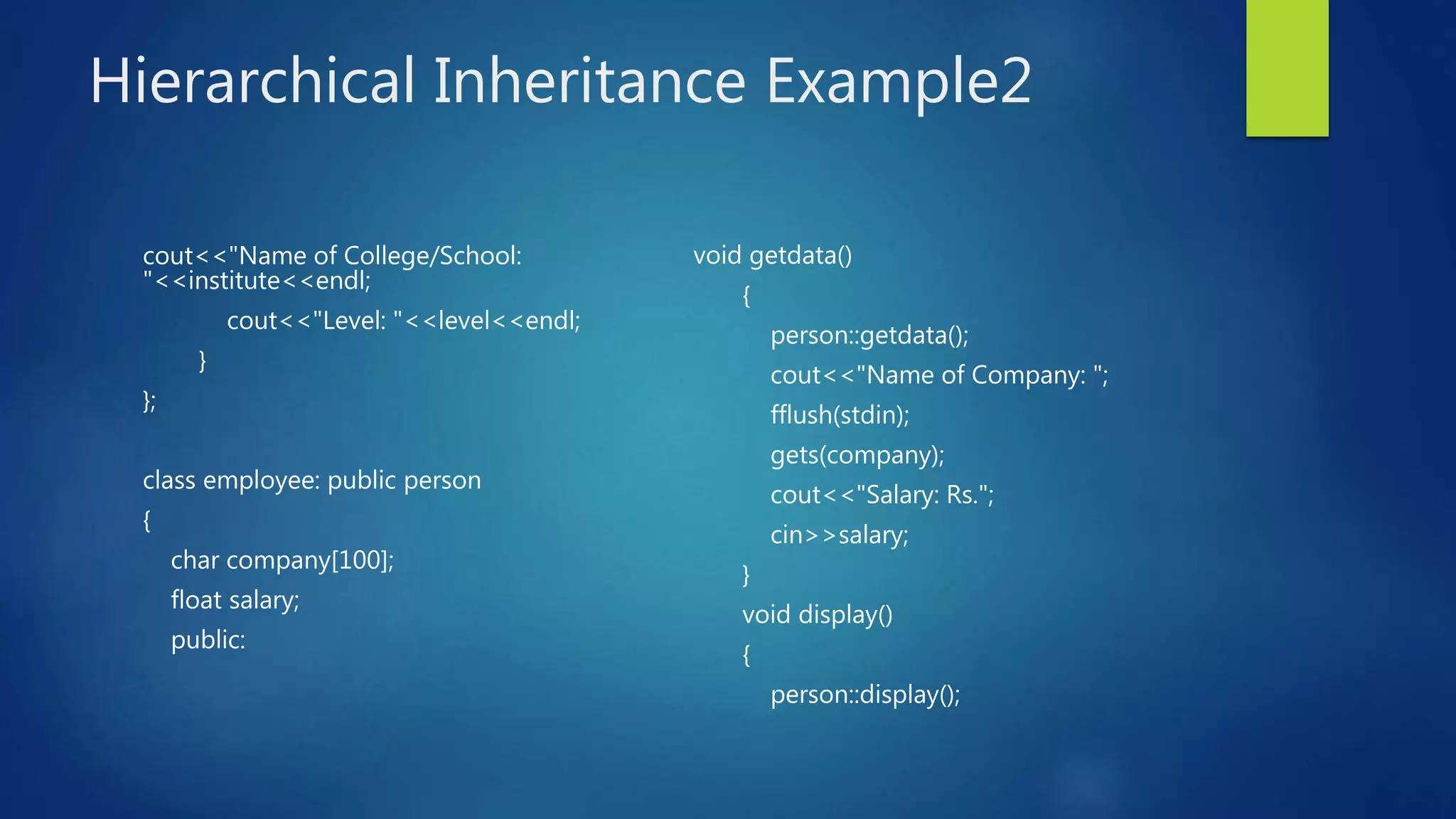 Hierarchical inheritance | PPTX