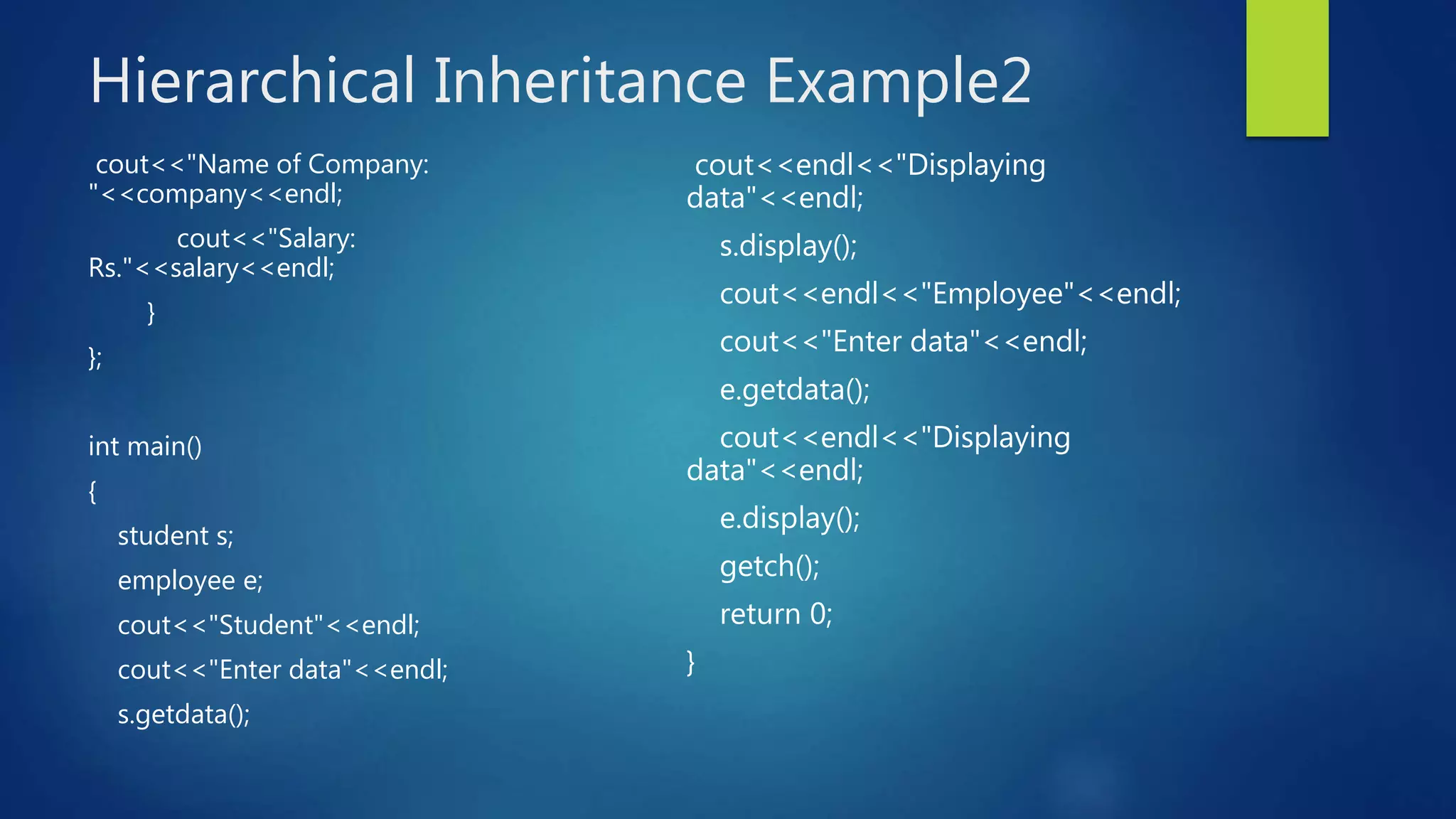 Hierarchical inheritance | PPTX