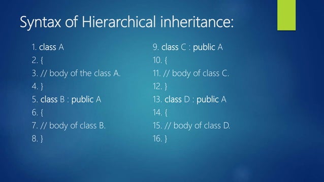 Hierarchical inheritance | PPTX