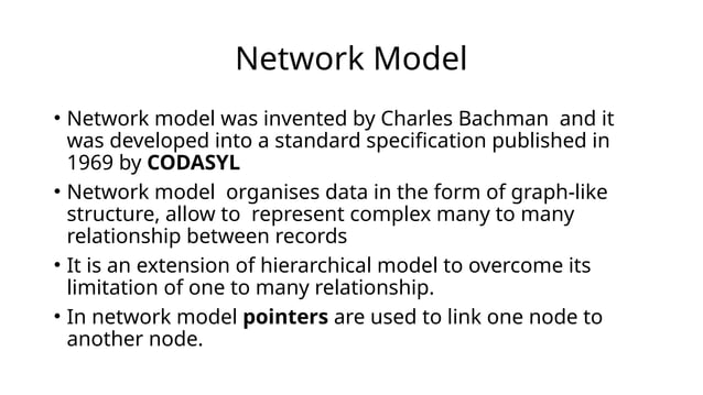 Hierarchical Model, Network Model, OOPS Model | PPTX