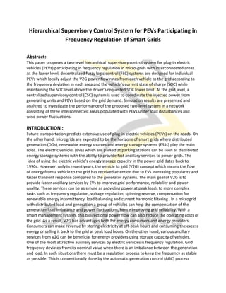 Hierarchical supervisory control system for pe vs participating in frequency regulation of smart ...