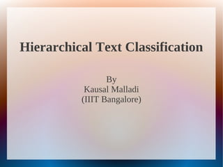 Hierarchical text classification | PPT
