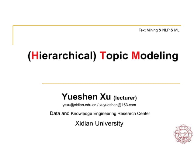 (Hierarchical) topic modeling | PPT