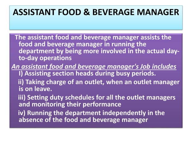 HIERARCHY CHART OF FOOD AND BEVERAGE SERVICE DEPARTMENT.pptx ...