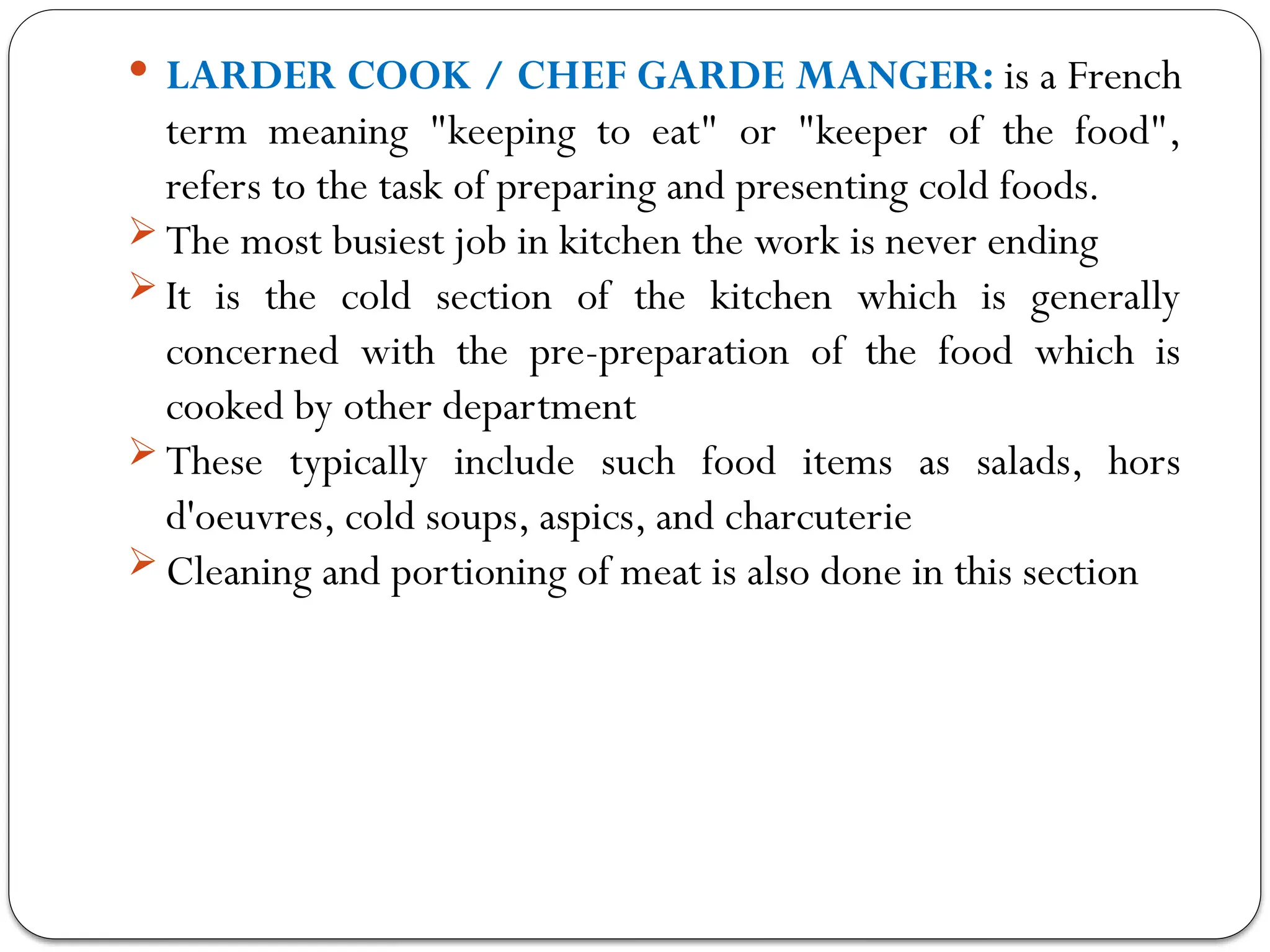 Classical Brigade (kitchen hierarchy) abc | PPTX