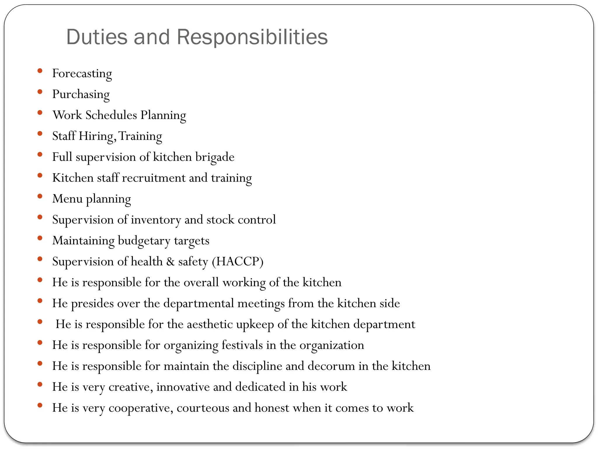 Classical Brigade (kitchen hierarchy) abc | PPTX