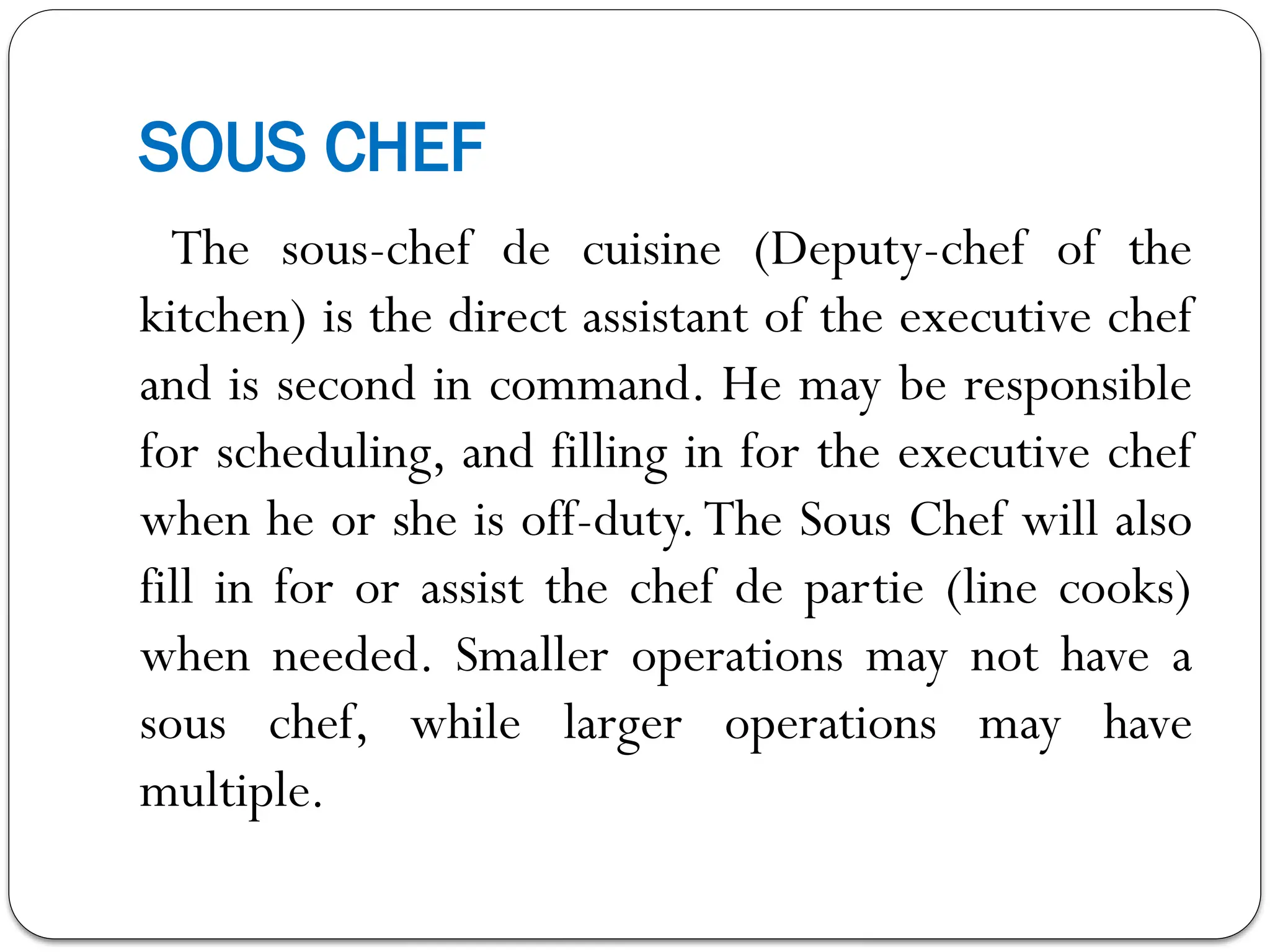 Classical Brigade (kitchen hierarchy) abc | PPTX