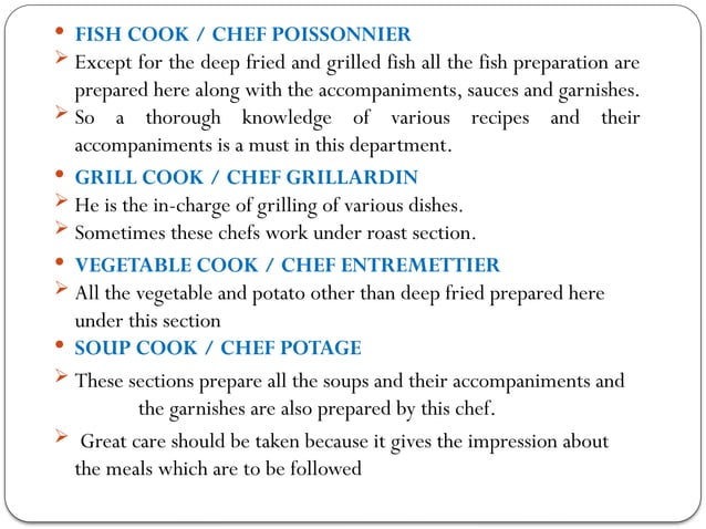 Classical Brigade (kitchen hierarchy) abc | PPT