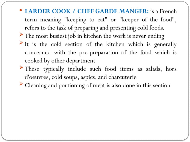 Classical Brigade (kitchen hierarchy) abc | PPTX