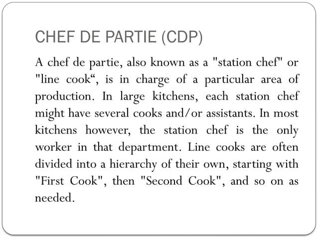 Classical Brigade (kitchen hierarchy) abc | PPT