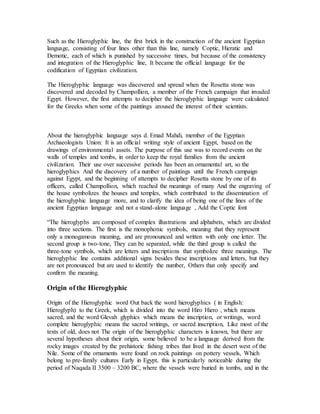 Hieroglyphics language the history of ancient egypt | PDF