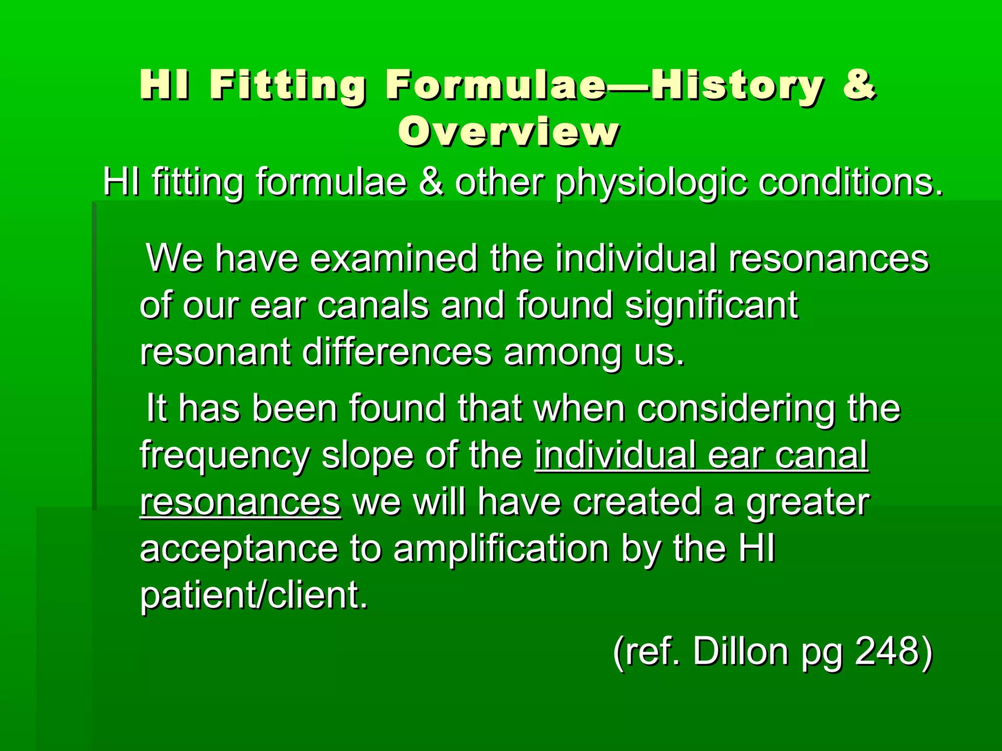 Hi fitting formula history & overview | PPT