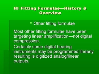 Hi fitting formula history & overview | PPT