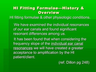 Hi fitting formula history & overview | PPT