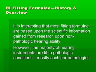 Hi fitting formula history & overview | PPT