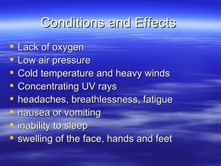 High Altitude Conditions And Environments | PPT