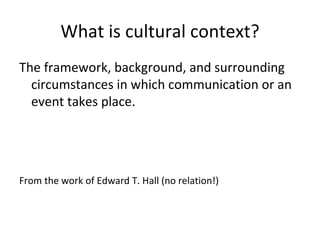 L 2 High And Low Context Cultures | PPT