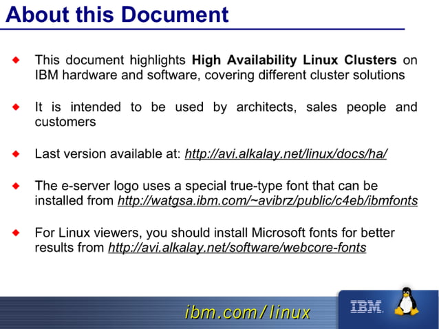 High Availability Linux Clusters | PPT