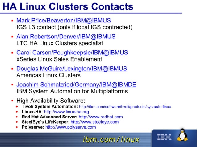 High Availability Linux Clusters | PPT
