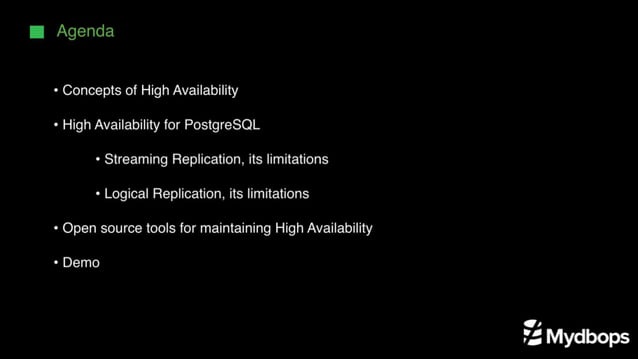 Achieving High Availability in PostgreSQL | PPT