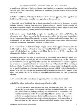 High court order 07.01.2016