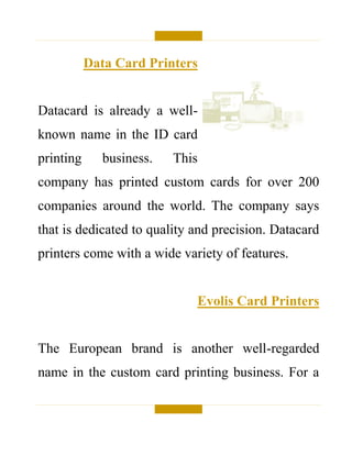 High definition printing - using hid access cards | PDF
