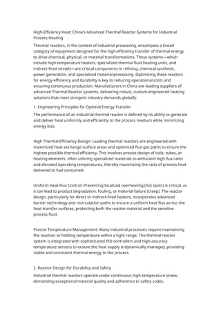 High-Efficiency Heat China's Advanced Thermal Reactor Systems for ...