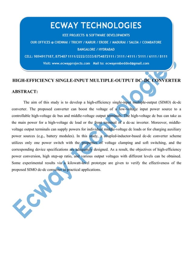 High Efficiency Single Input Multiple Output Dcdc Converter Doc