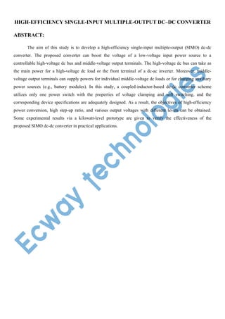 High efficiency single-input multiple-output dc–dc converter | DOC