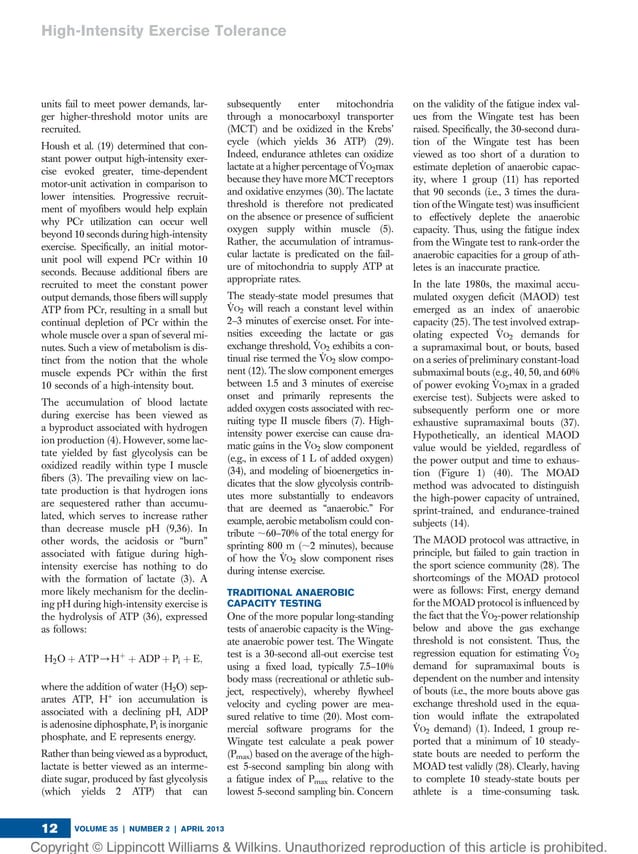 High intensity exercise tolerance | PDF