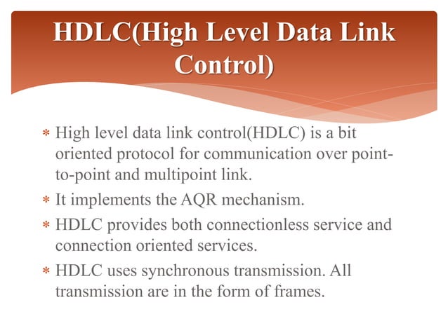 High level data link control | PPTX | Computer Networking | Computing