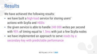 High-Load Storage of Users’ Actions with ScyllaDB and HDDs | PPT