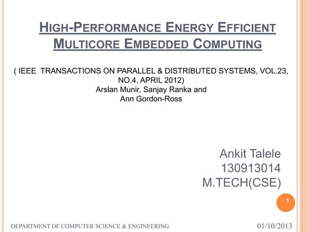 High performance energy efficient multicore embedded computing | PPT