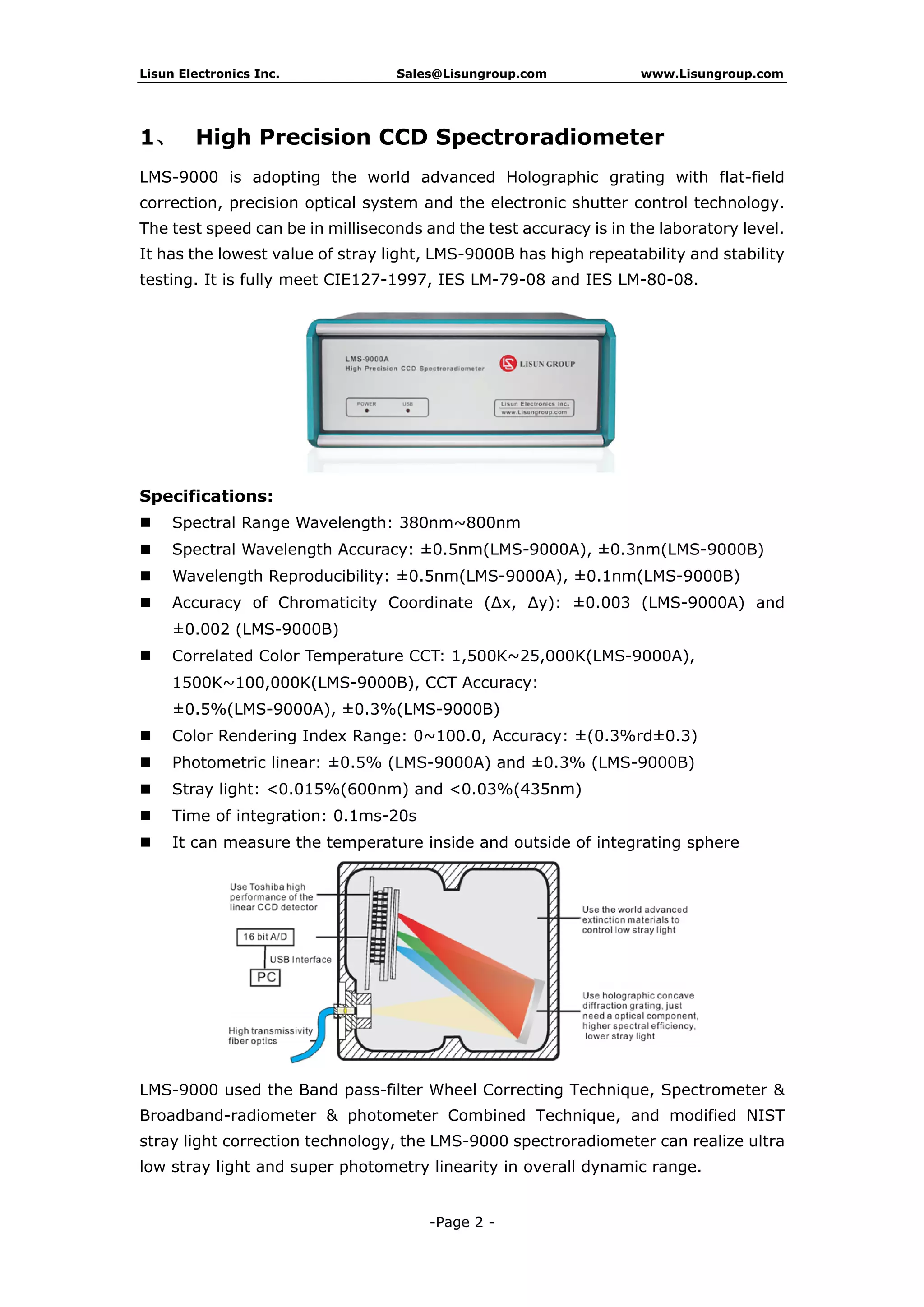 High precision-spectroradiometer-integrating-sphere-system-9000b | PDF