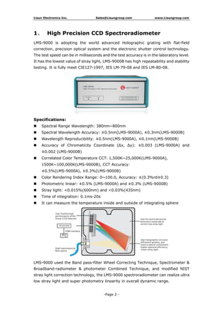 High precision-spectroradiometer-integrating-sphere-system-9000b | PDF