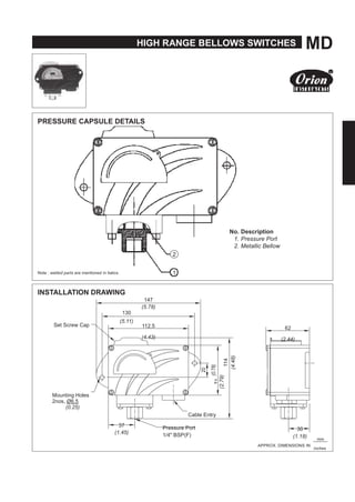 High range Bellow type Pressure Switch MD series | PDF