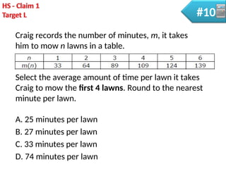 SBAC Claim 1 Target L - High School Math | PPT