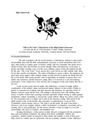 High school-unit-slam-poetry | DOCX
