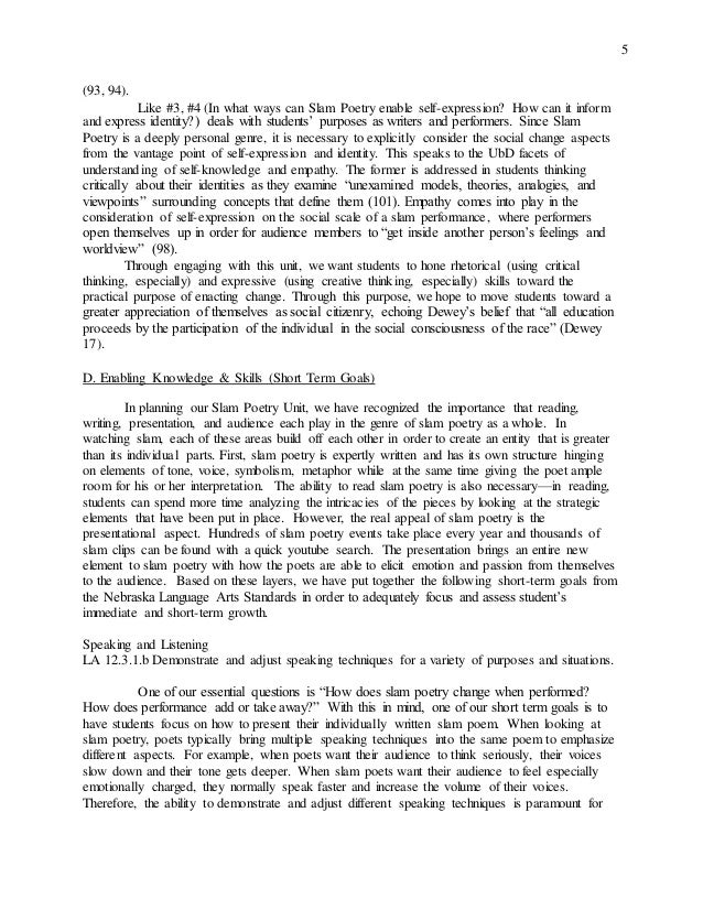 Slam Poetry Lesson Plan High School Slam Poetry Lesson Plan High School