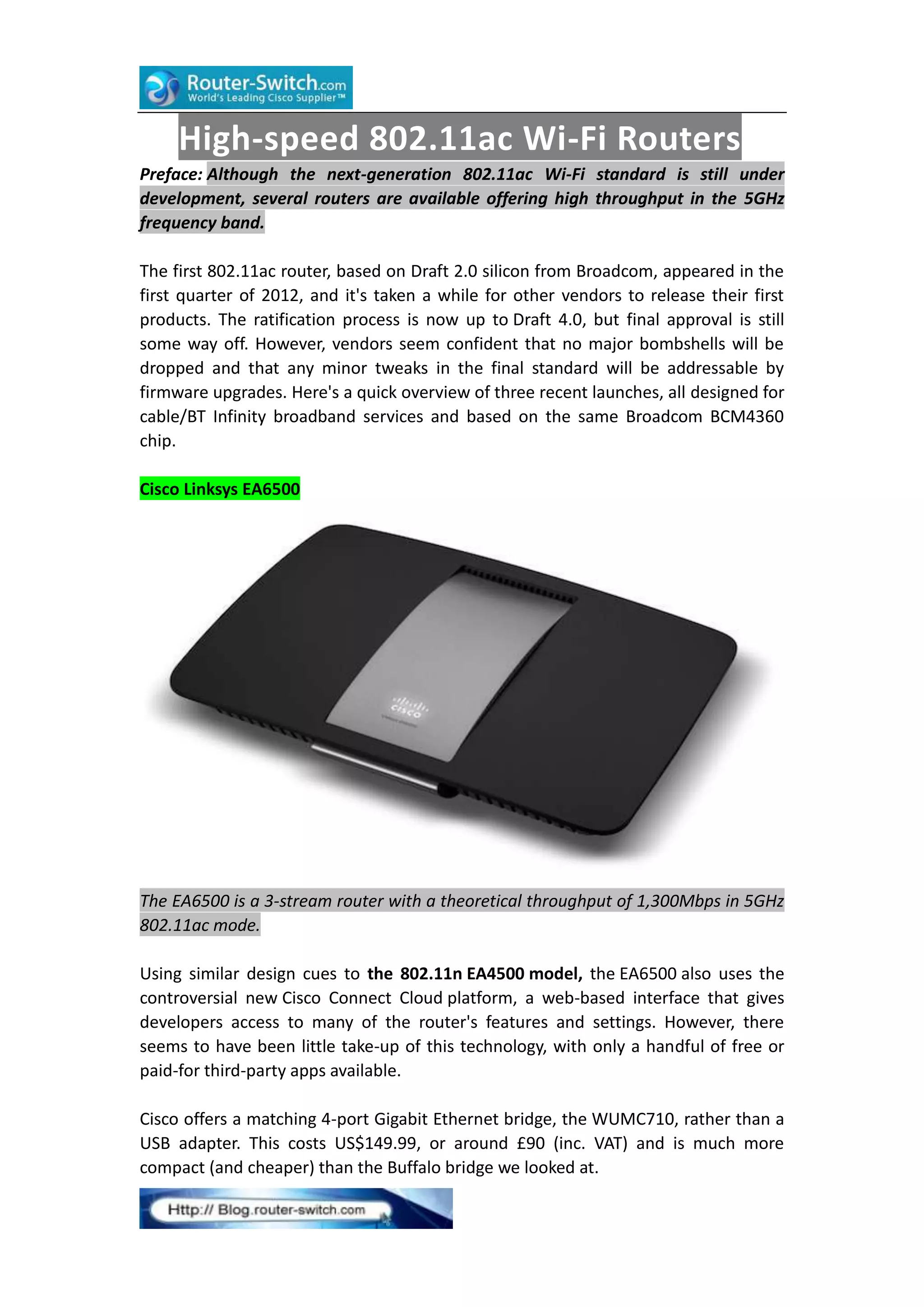 High speed 802.11ac wi-fi routers | DOCX | Internet of Things | Internet
