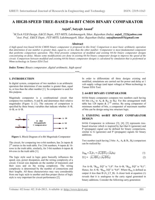 High speed tree-based 64-bit cmos binary comparator | PDF