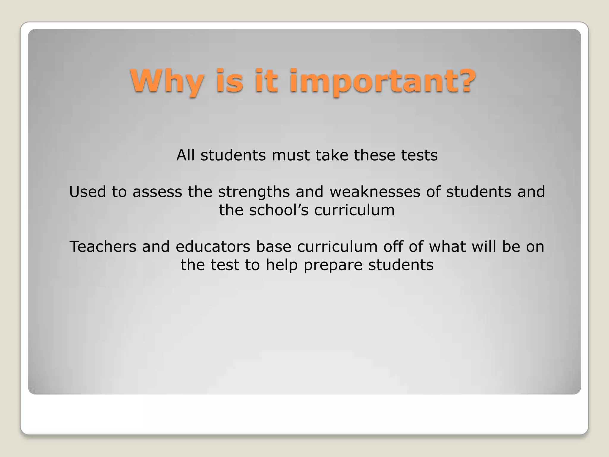 High Stakes Standardized Testing | PPTX