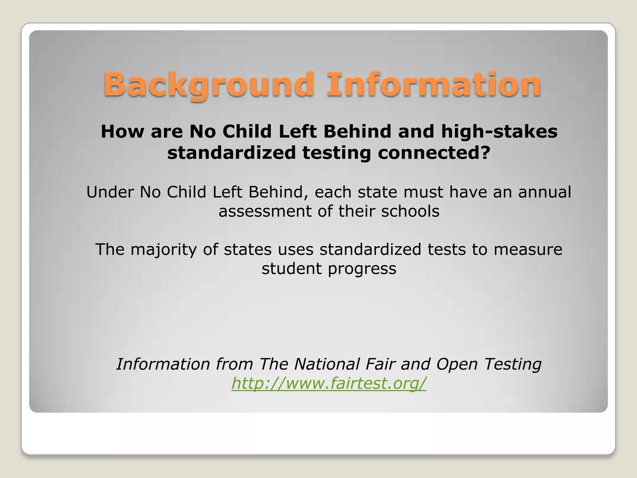 High Stakes Standardized Testing | PPTX