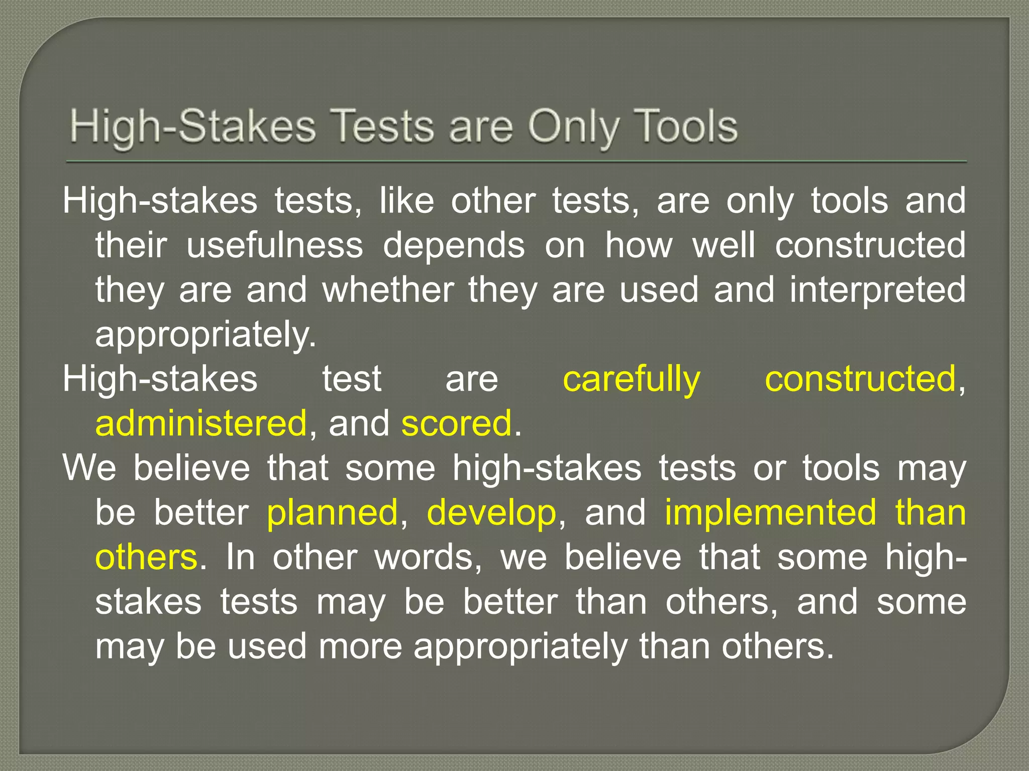 High stakes testing | PPTX