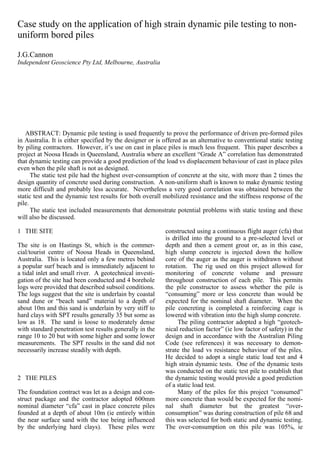 High strain dynamic pile testing - Independent Geoscience Pty Ltd | PDF